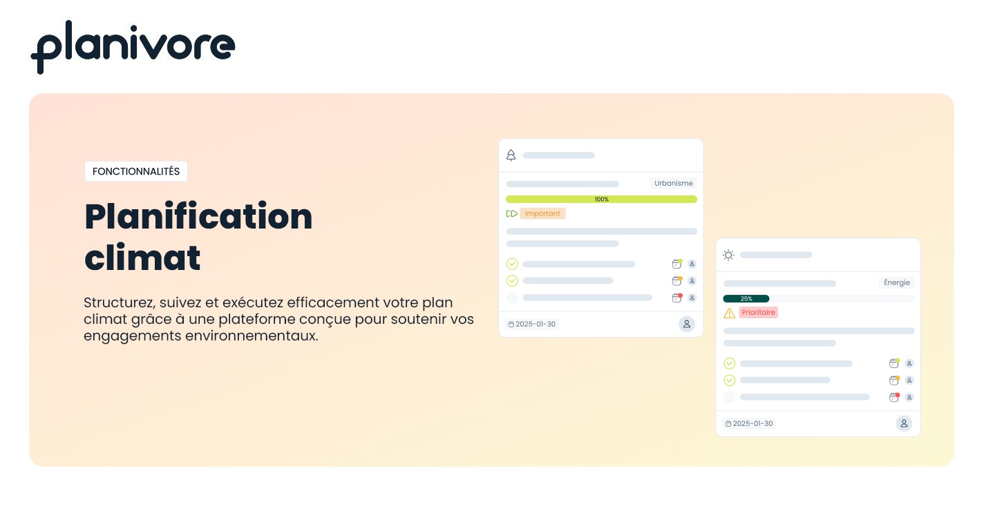 Plan climat sur Planivore : structurez et suivez votre transition écologique